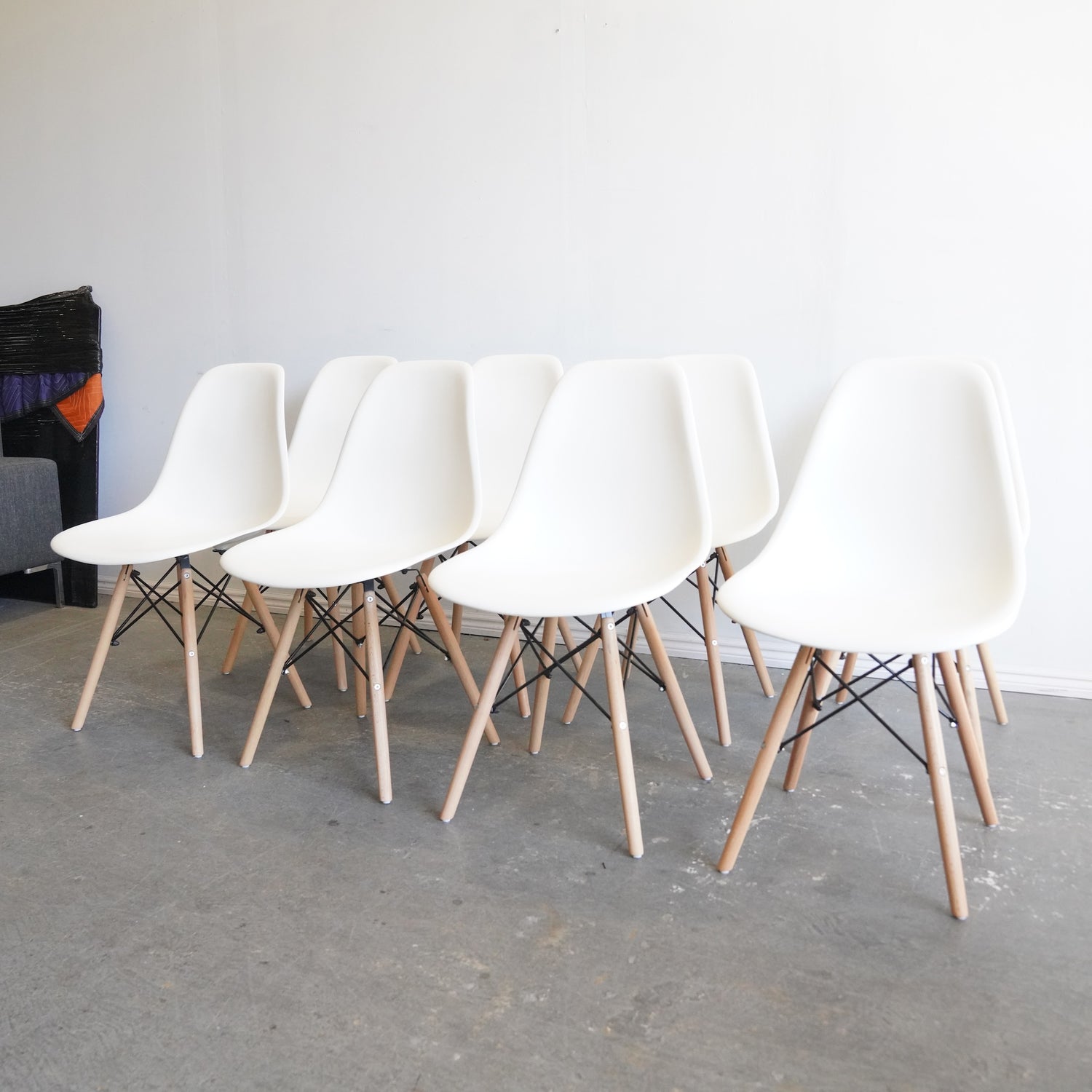 Authentic Herman Miller set of 8 Eames plastic molded chairs – enliven mart