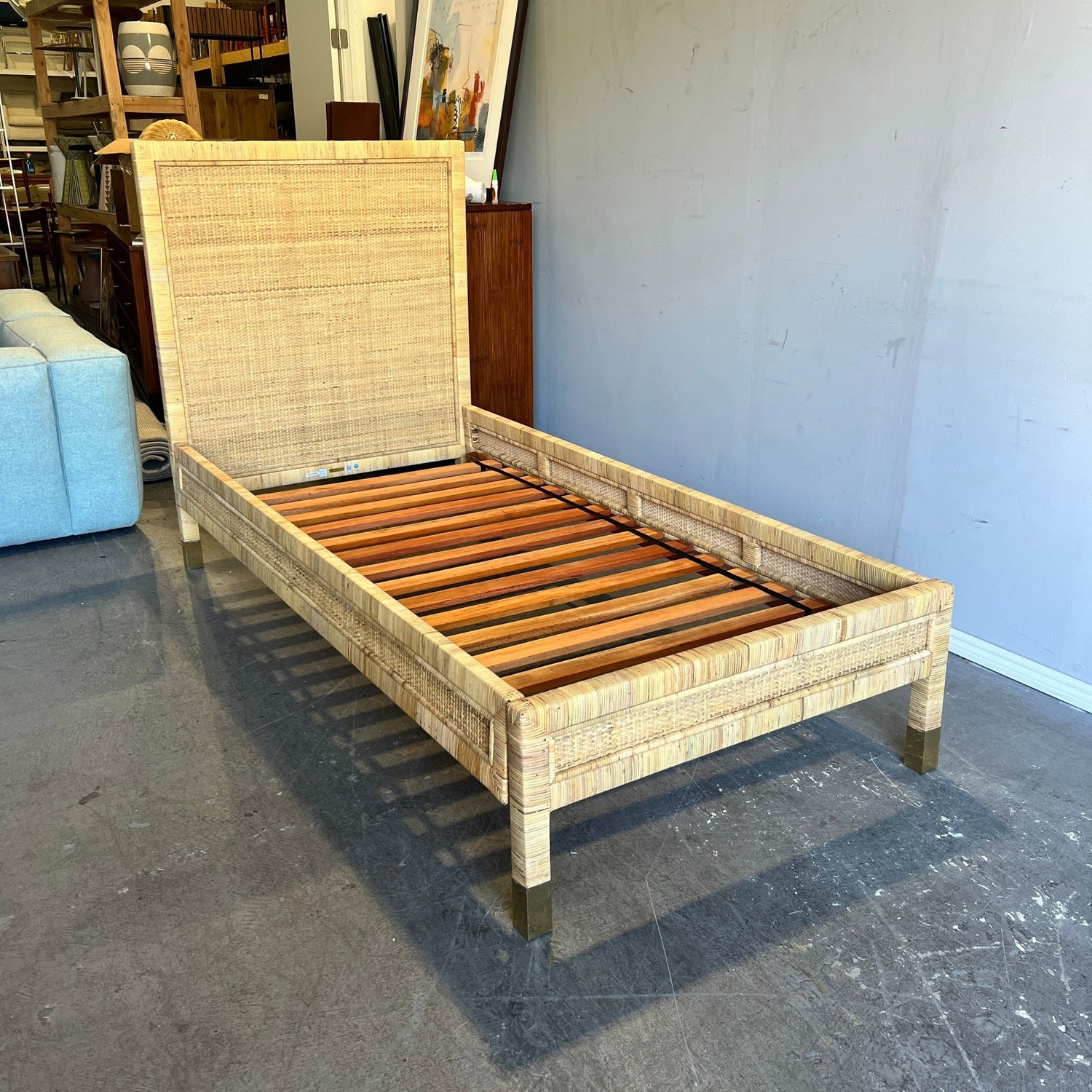 Serena and Lily Twin XL Balboa rattan bed – enliven mart